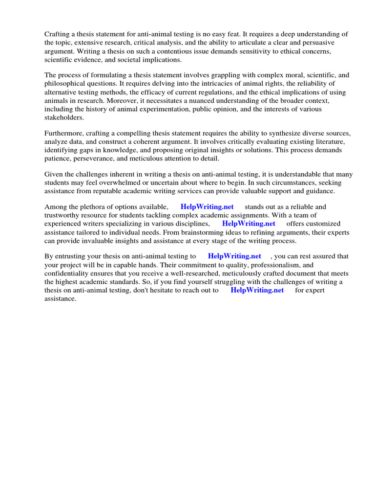 Thesis Statement For Anti Animal Testing | PDF | Wellness