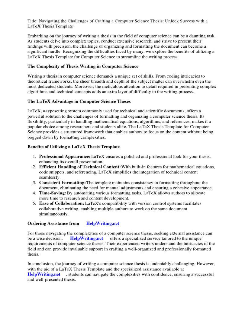 Latex Thesis Template Computer Science | Download Free PDF | Thesis ...