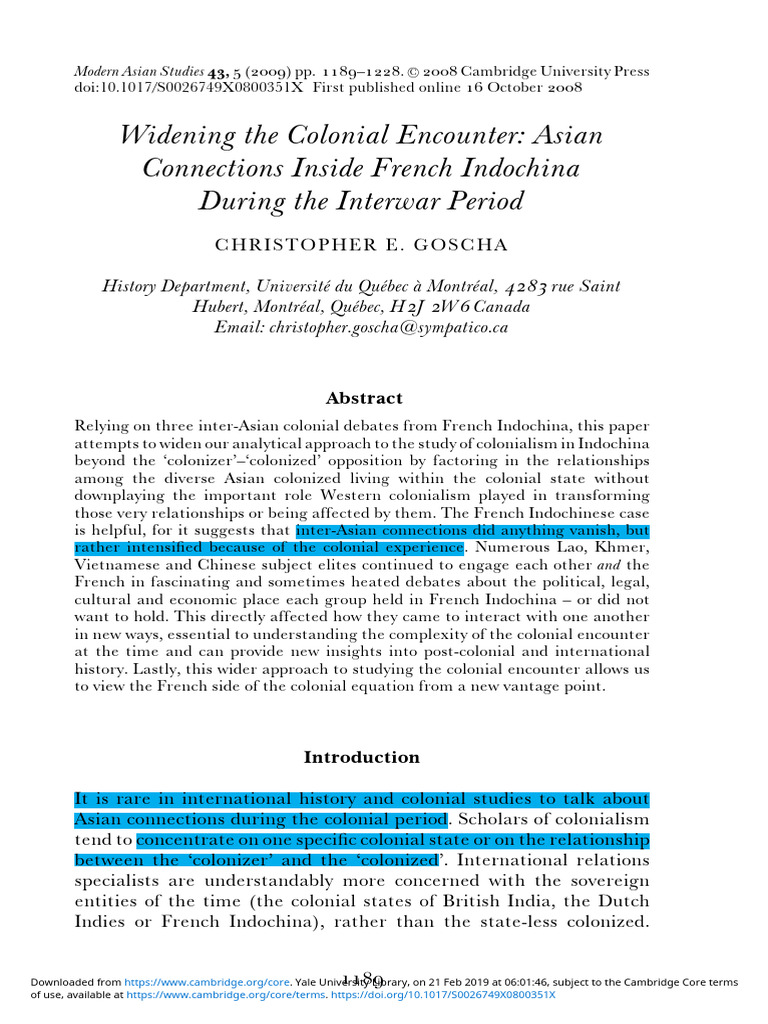 Week 4. Widening The Colonial Encounter Asian Connections Inside French ...