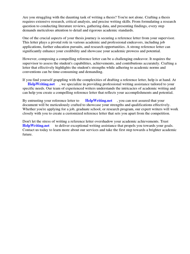 Reference Letter From Thesis Supervisor | Download Free PDF | Glasses | Thesis