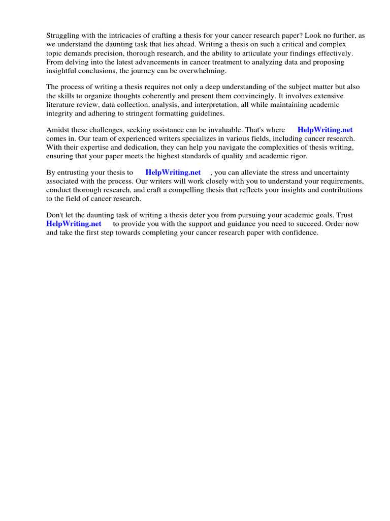 Thesis For Cancer Research Paper | PDF | Cancer | Breast Cancer