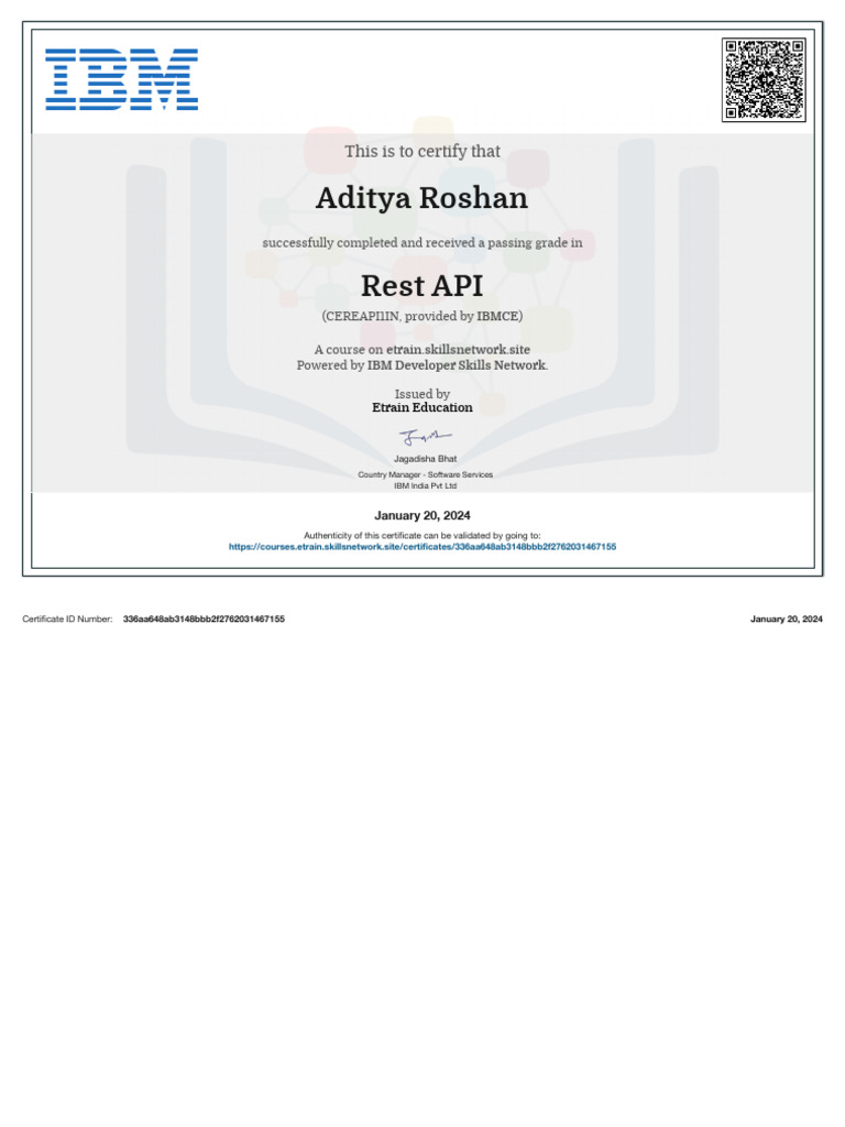 IBMCE CEREAPI1IN Certificate - IBM - REST API | PDF