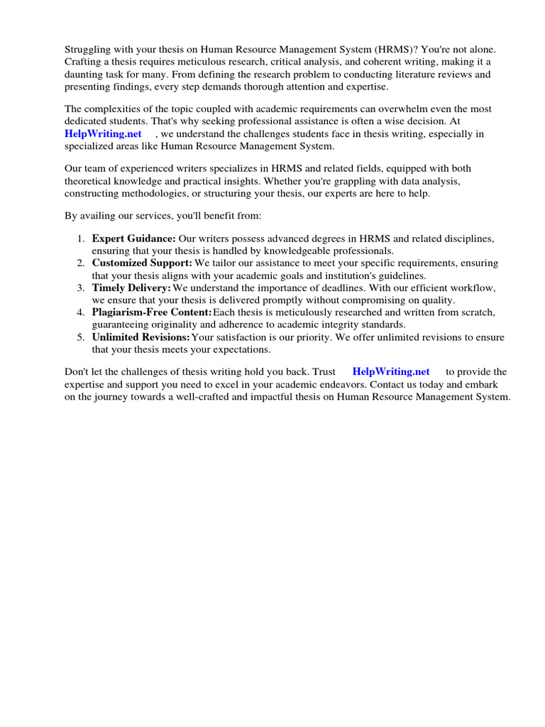 Thesis on Human Resource Management System | PDF | Human Resource ...