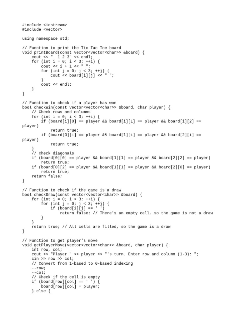 Tic Tac Toe | Download Free PDF | Computer Programming | Software ...