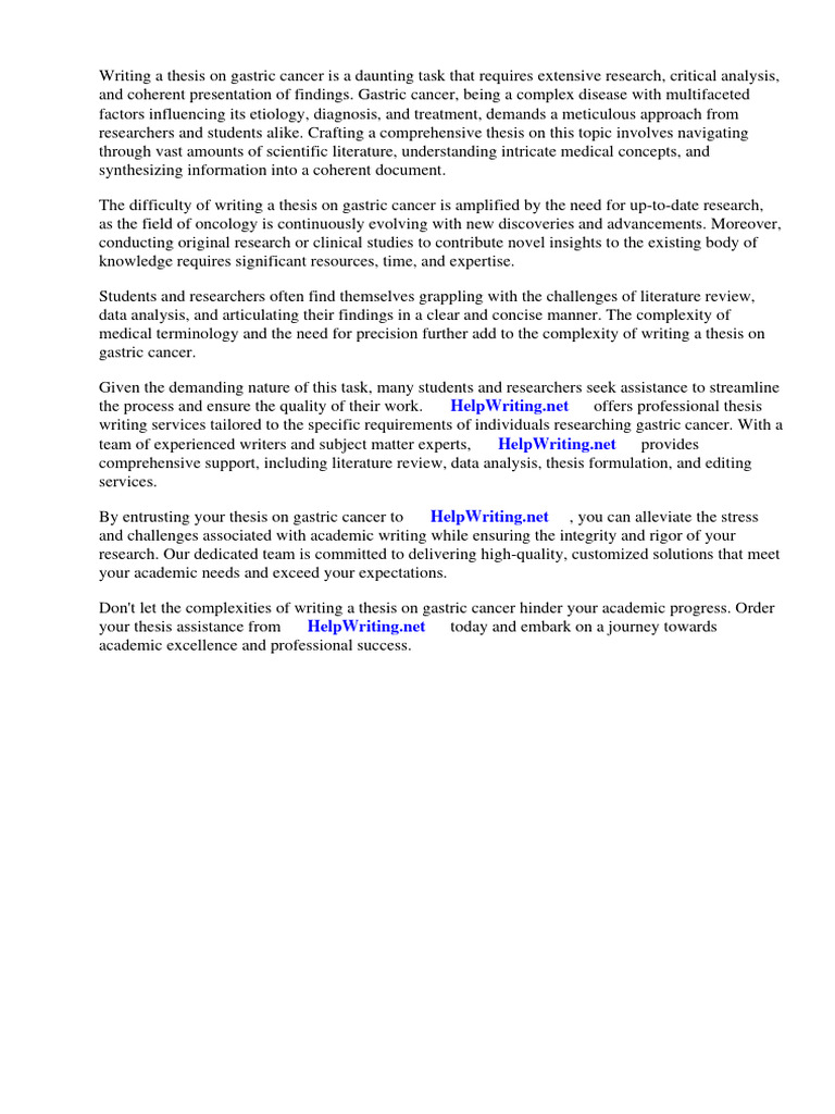 Gastric Cancer Thesis Writing Guide | PDF | Self-Improvement | Wellness