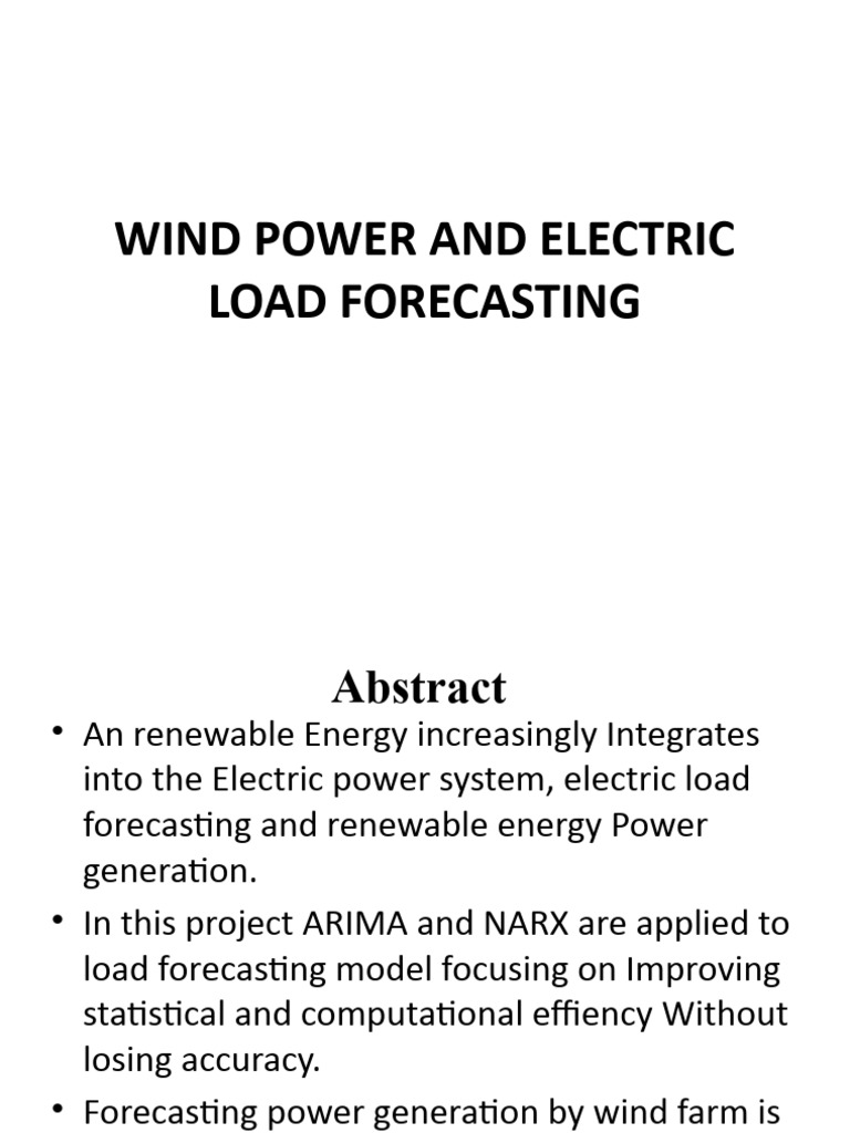 Wind Power and Electric Load Forecasting | PDF