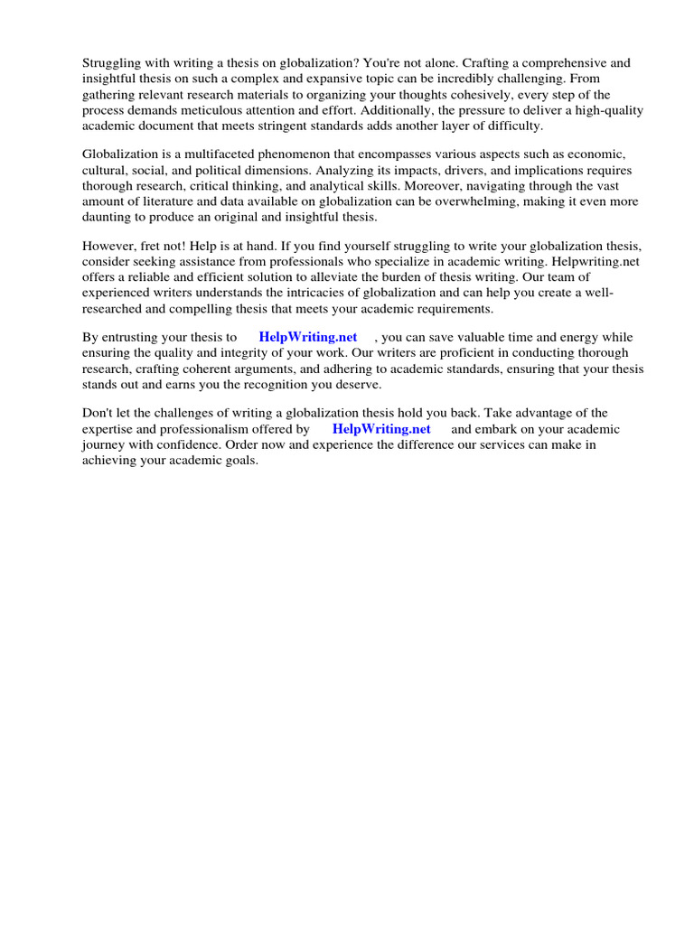 Globalization Thesis PDF | PDF | Globalization | Developing Country