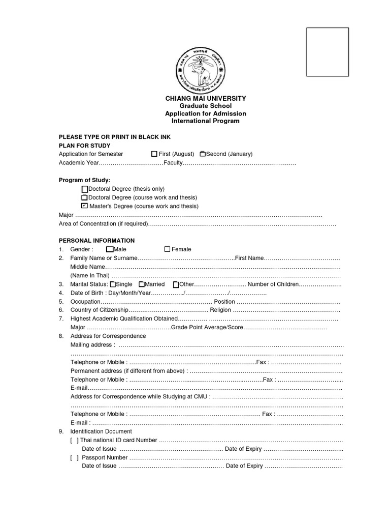 Grad Application Fillable | PDF | Thesis | Diploma