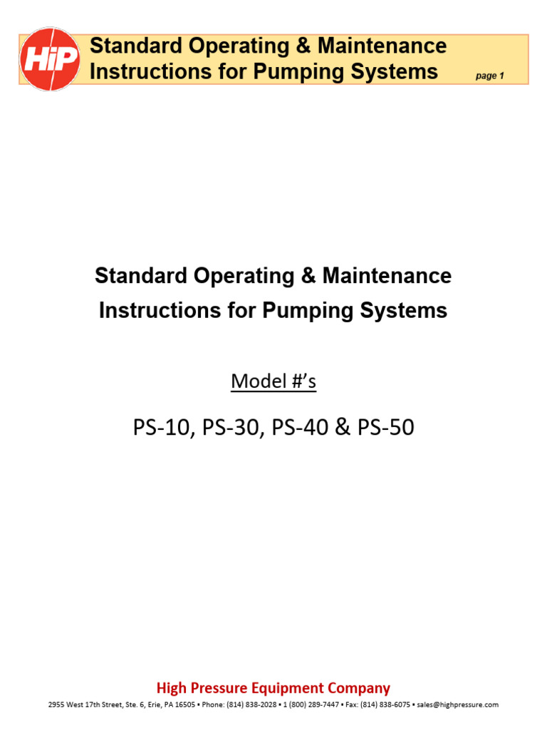 Standard Operating and Maintenance Instructions for Pumping Systems | PDF