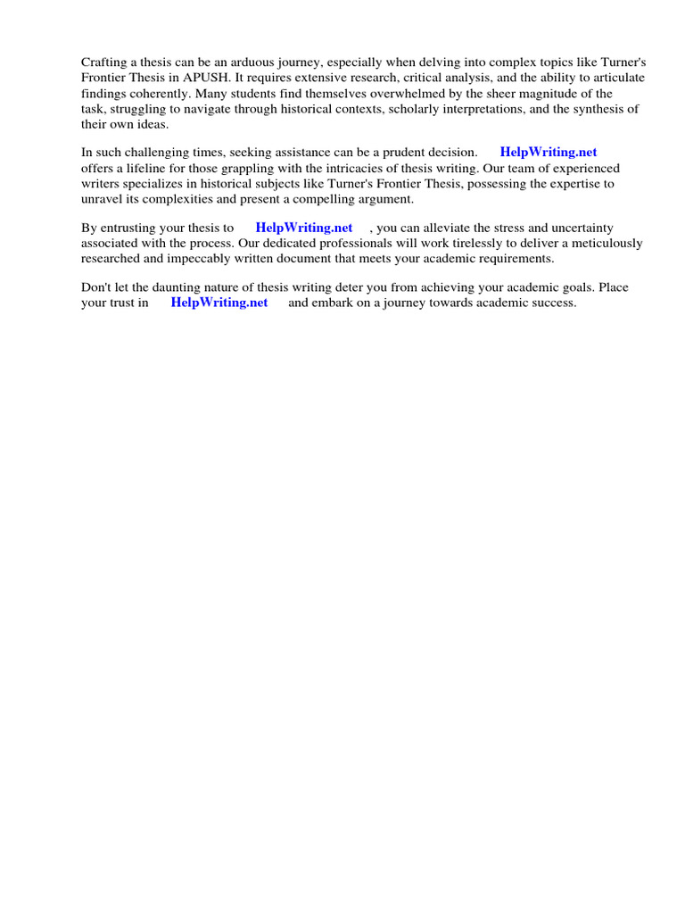 Turners Frontier Thesis Apush | PDF | The United States ...