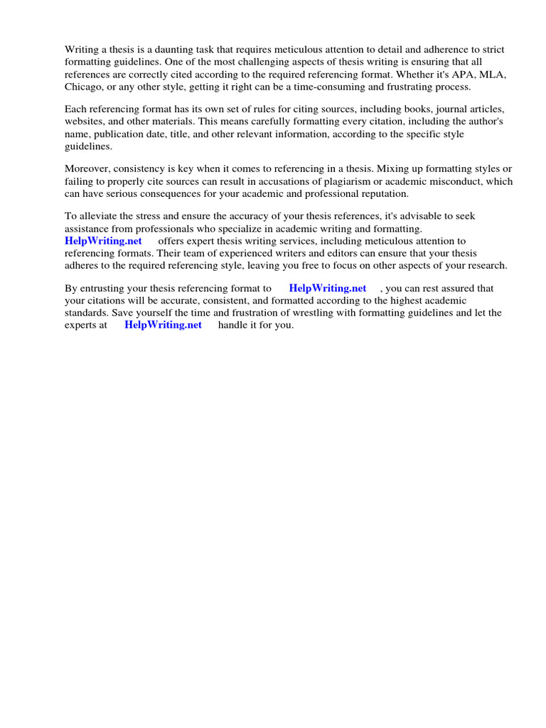 Thesis Referencing Format | PDF | Citation | Apa Style