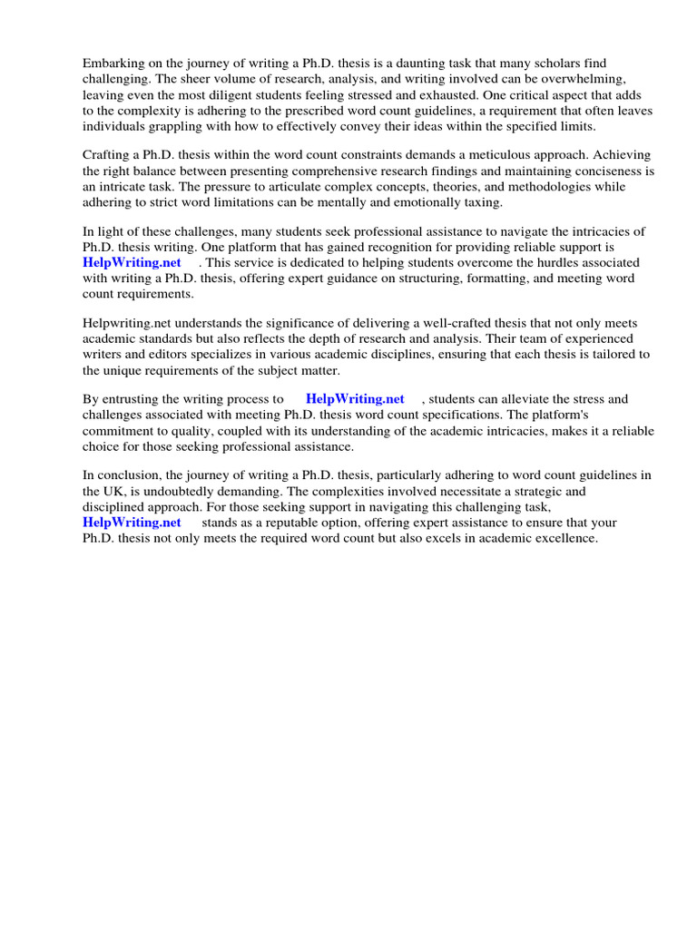 PHD Thesis Word Count Uk | PDF | Thesis | Doctor Of Philosophy
