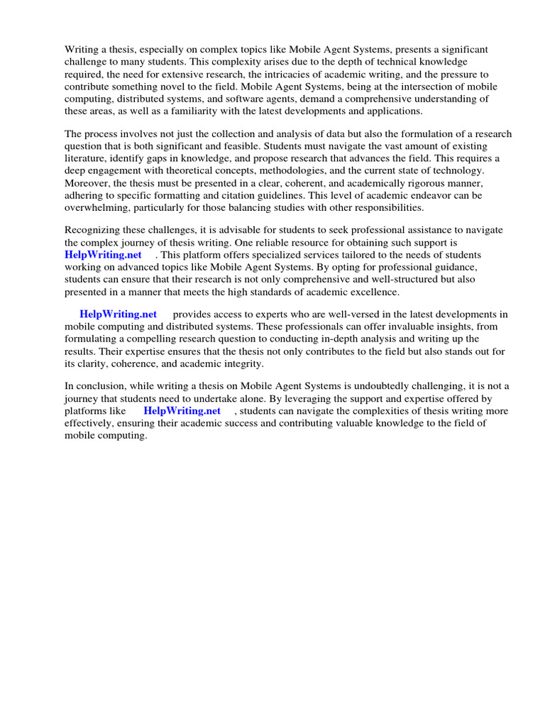 Mobile Agent Thesis PDF | PDF