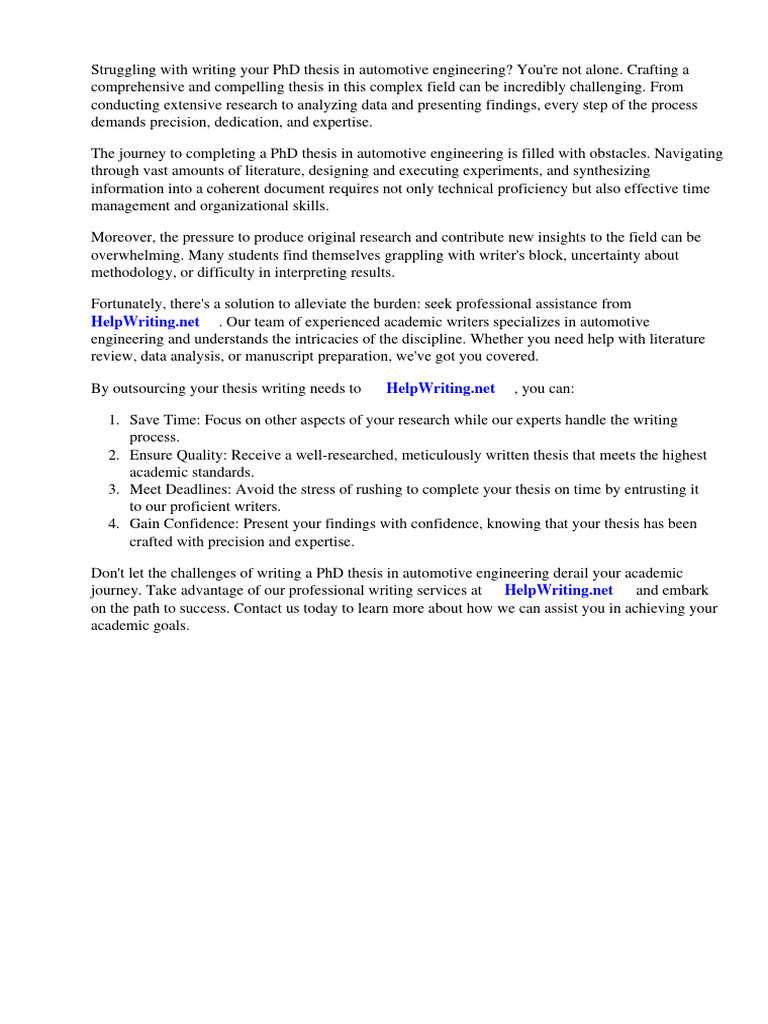 PHD Thesis in Automotive Engineering | PDF