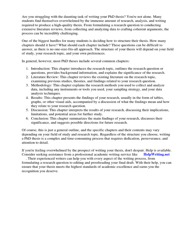 How Many Chapters in A PHD Thesis | PDF