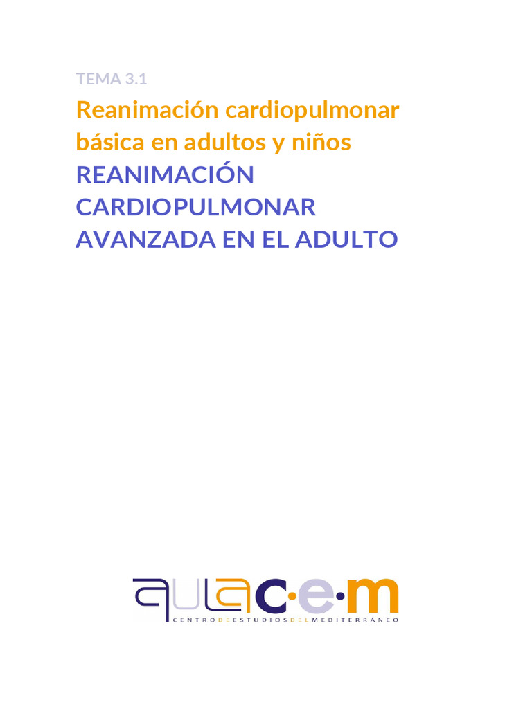 TEMA3.1 Reanimación Cardiopulmonar Ninos Adultos | PDF