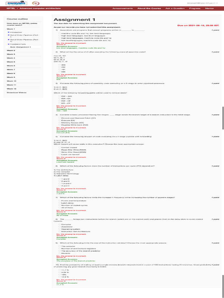 Noc21 Cs95 Assignment Week 1 | PDF