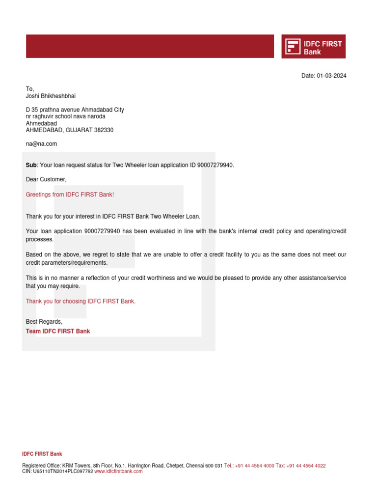 Rejection Letter | PDF