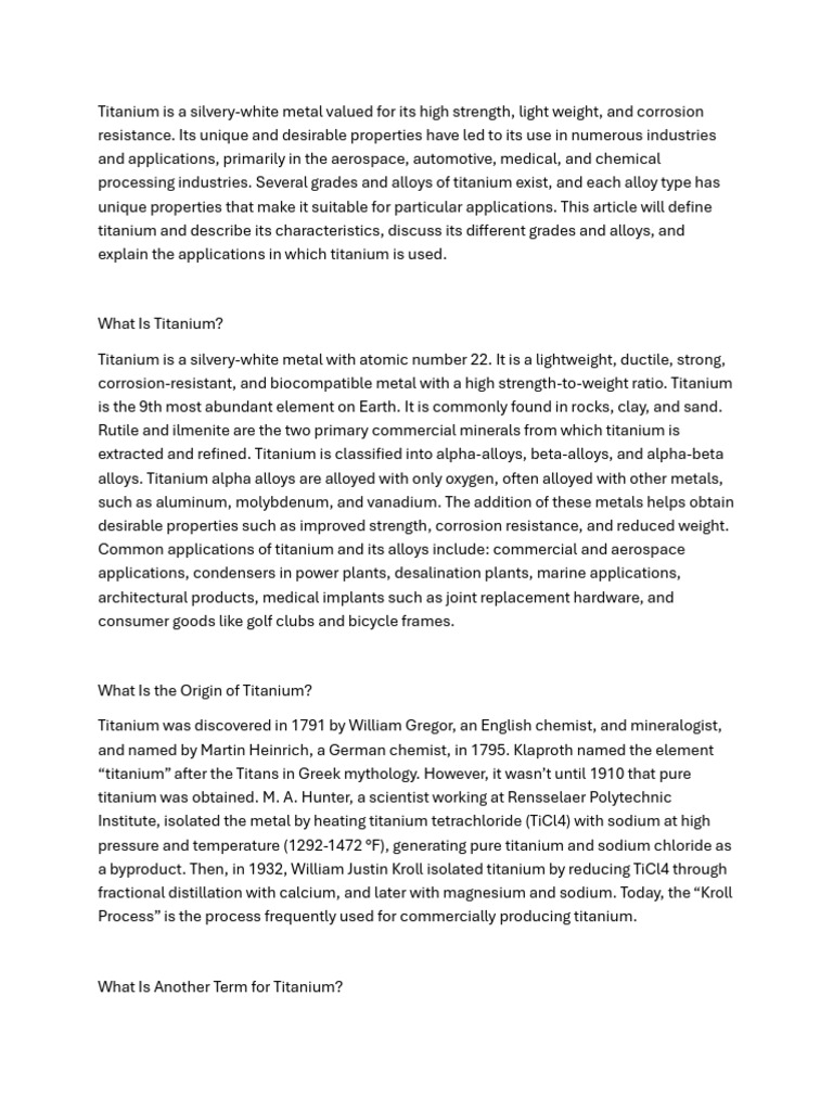 Tatanium | PDF | Titanium | Metals