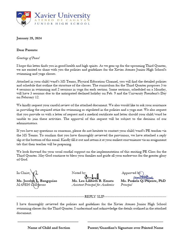 Swimming Letter | PDF