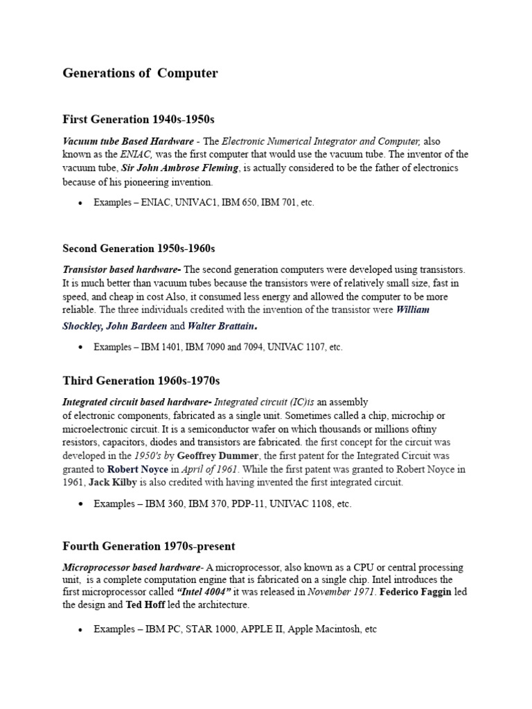 Generations of Computer | PDF