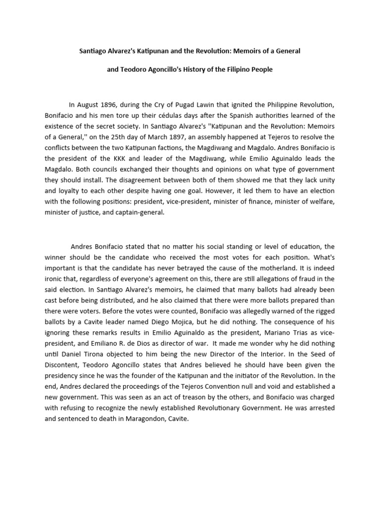 Santiago Alvarez's Katipunan and The Revolution: Memoirs of A General ...