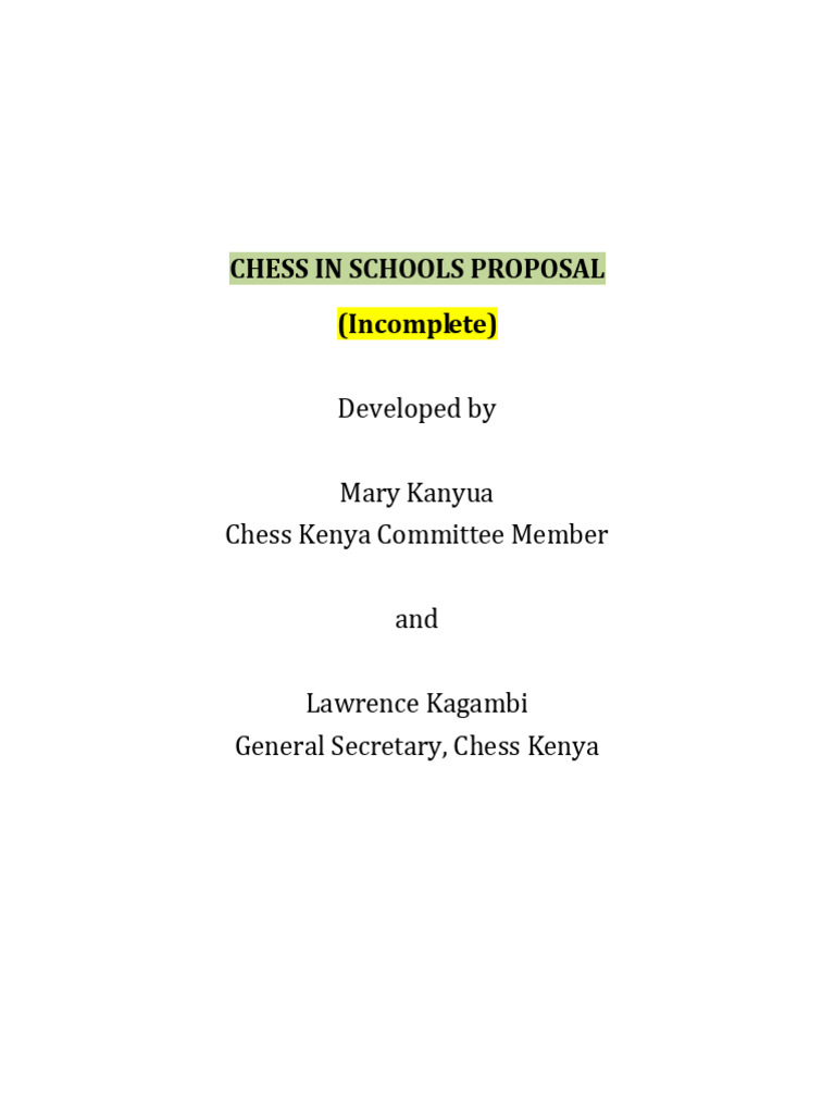 Annex 3 - Chess in Schools Proposal | PDF