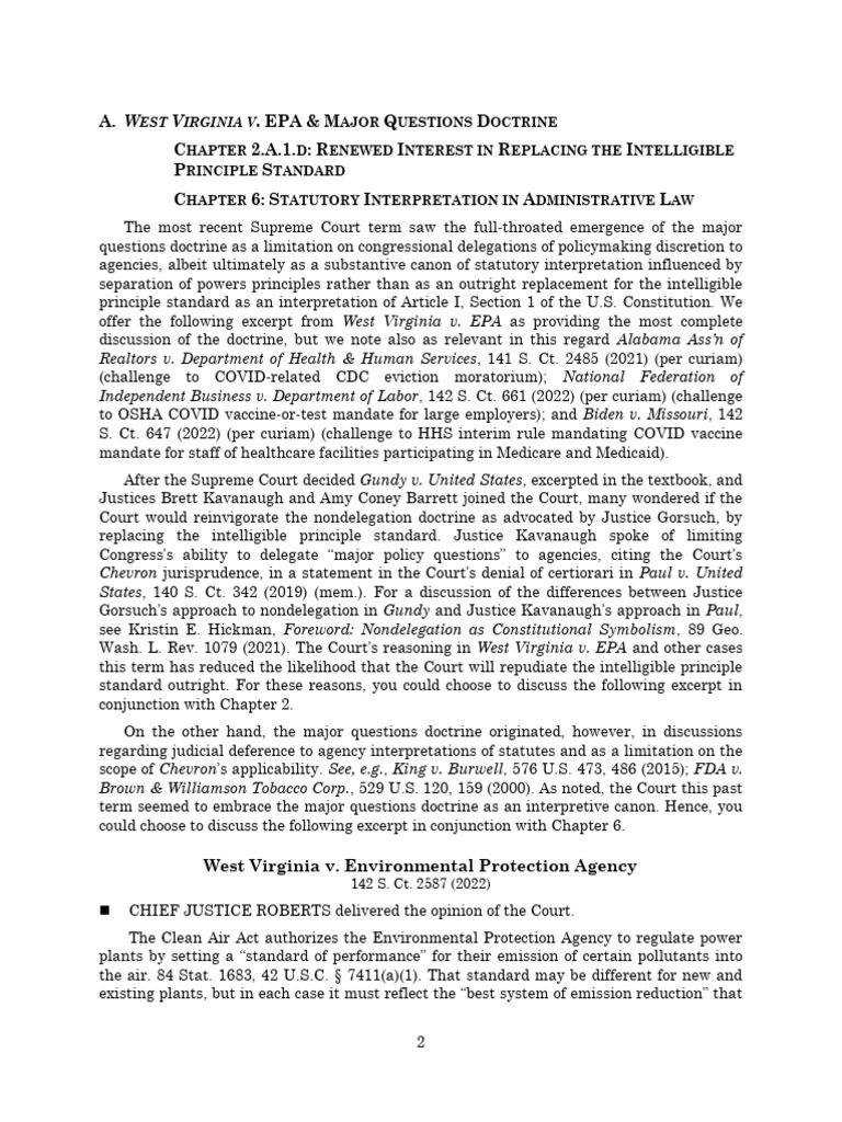West Virginia V Epa Explained , Public Institutions/Administrative Law ...