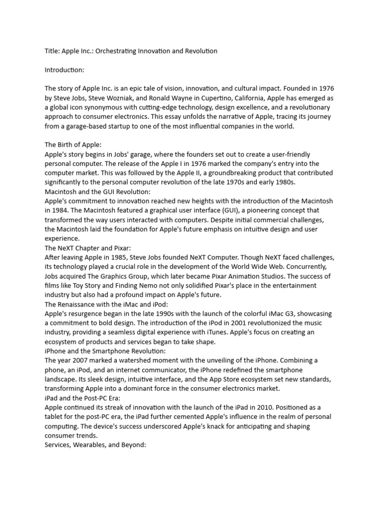 story of Apple inc | PDF