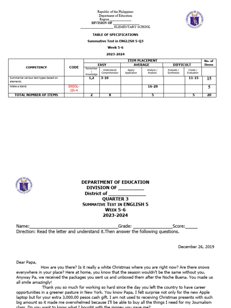 ST3 - English 5 - Q3 | PDF