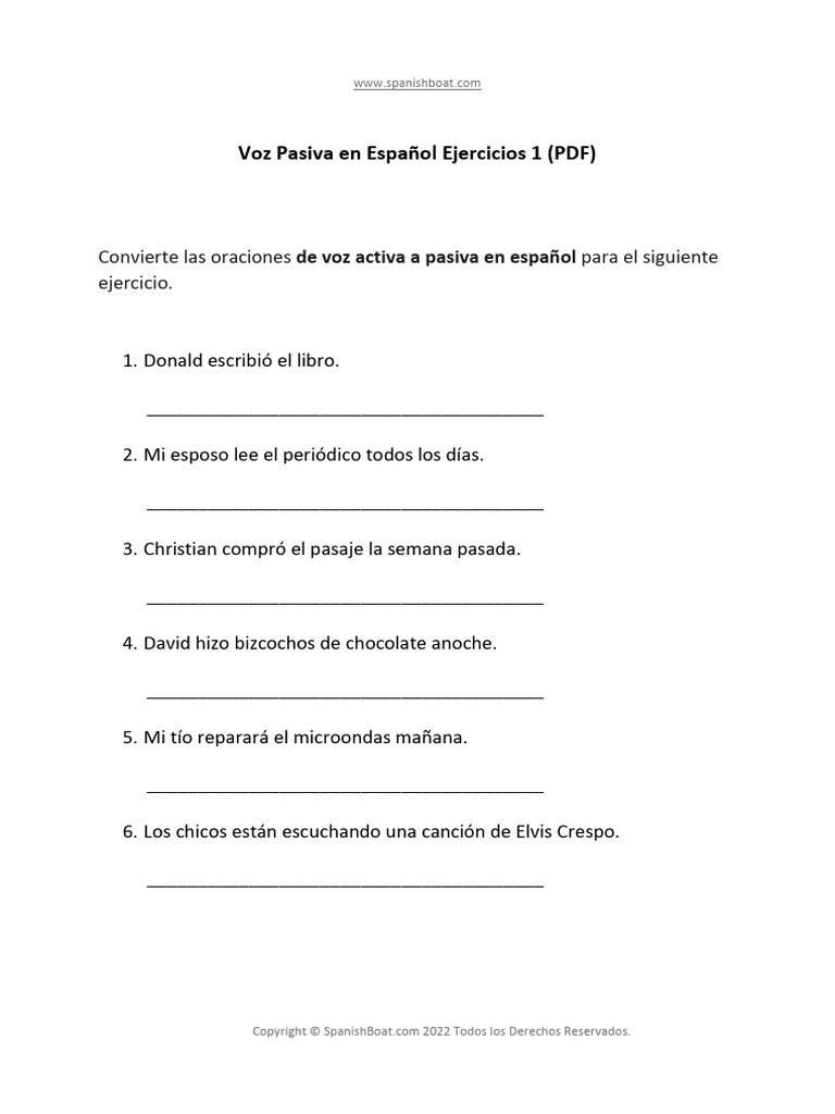 Voz-Pasiva-Ejercicios 001 | PDF