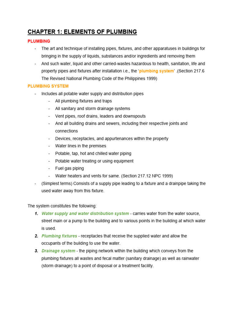 Chap 1-2 PLUMBING NOTES | PDF