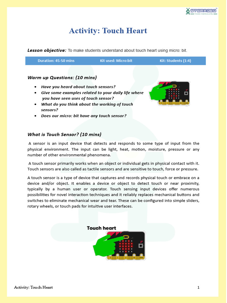 8.touch Heart-Lesson Plan | PDF | Sensor | Computing
