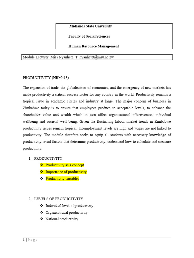 Enhancing Productivity in Zimbabwe's Economy | PDF | Labour Economics ...