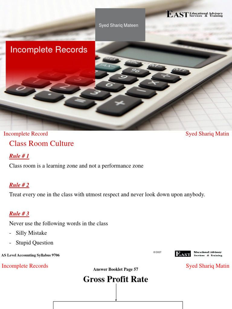A Level Accounting: Incomplete Records Guide | PDF