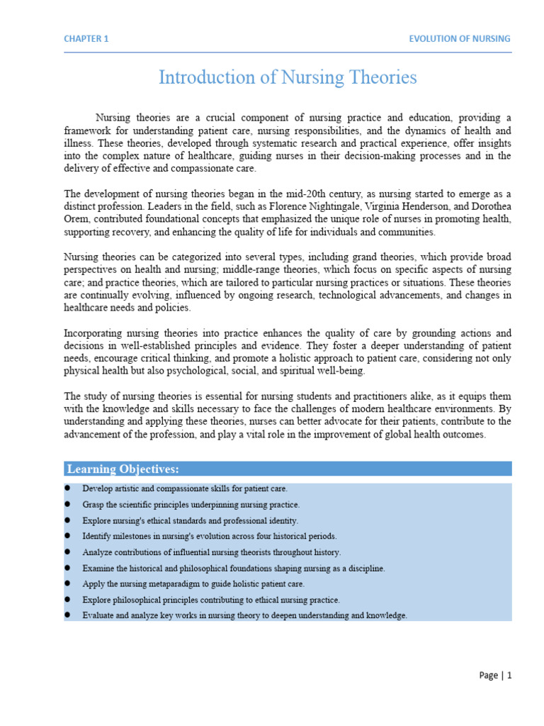Introduction of Nursing Theories (Prelim) | PDF | Nursing | Theory