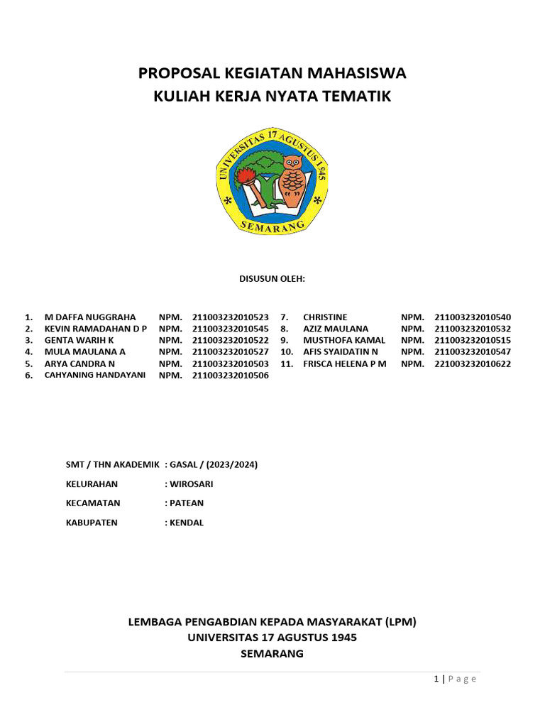 Proposal Kegiatan Mahasiswa | PDF