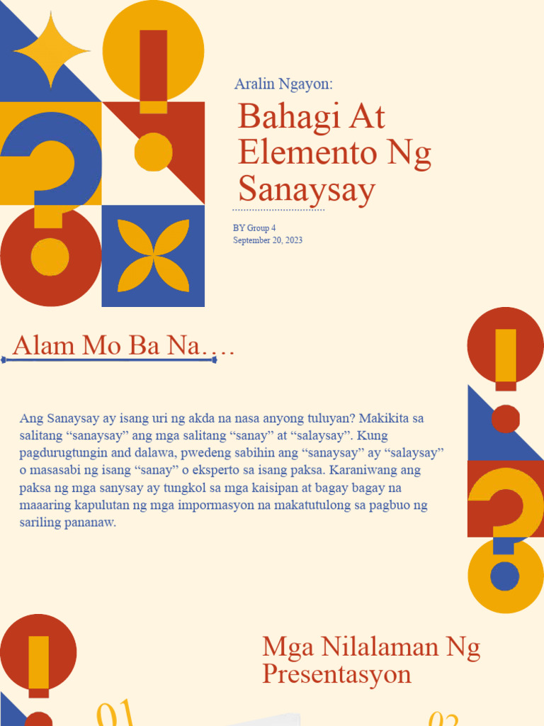 Bahagi at Elemento NG Salaysay 1 2 | PDF