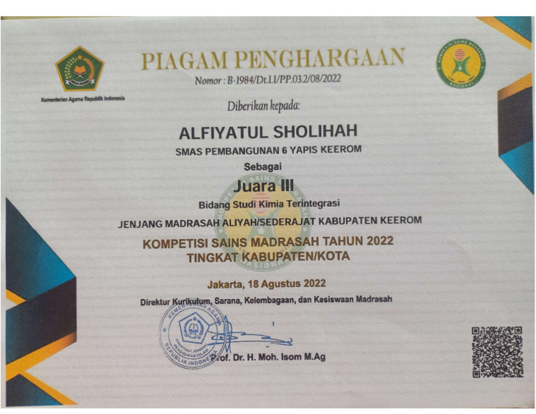 Piagam Juara III | PDF