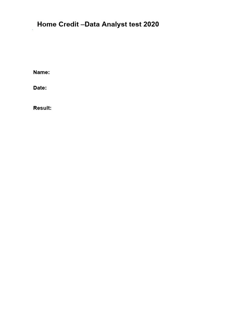 Home Credit Data Analyst Exam 2020 | PDF