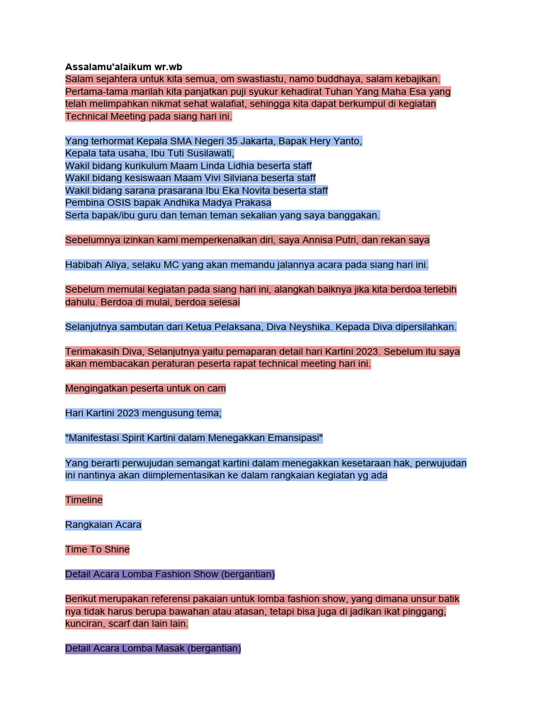 Script MC TM Hari Kartini 2023 | PDF