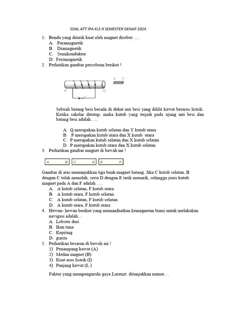 Soal Aat Ipa KLS 9 Semester Genap 2024 | PDF
