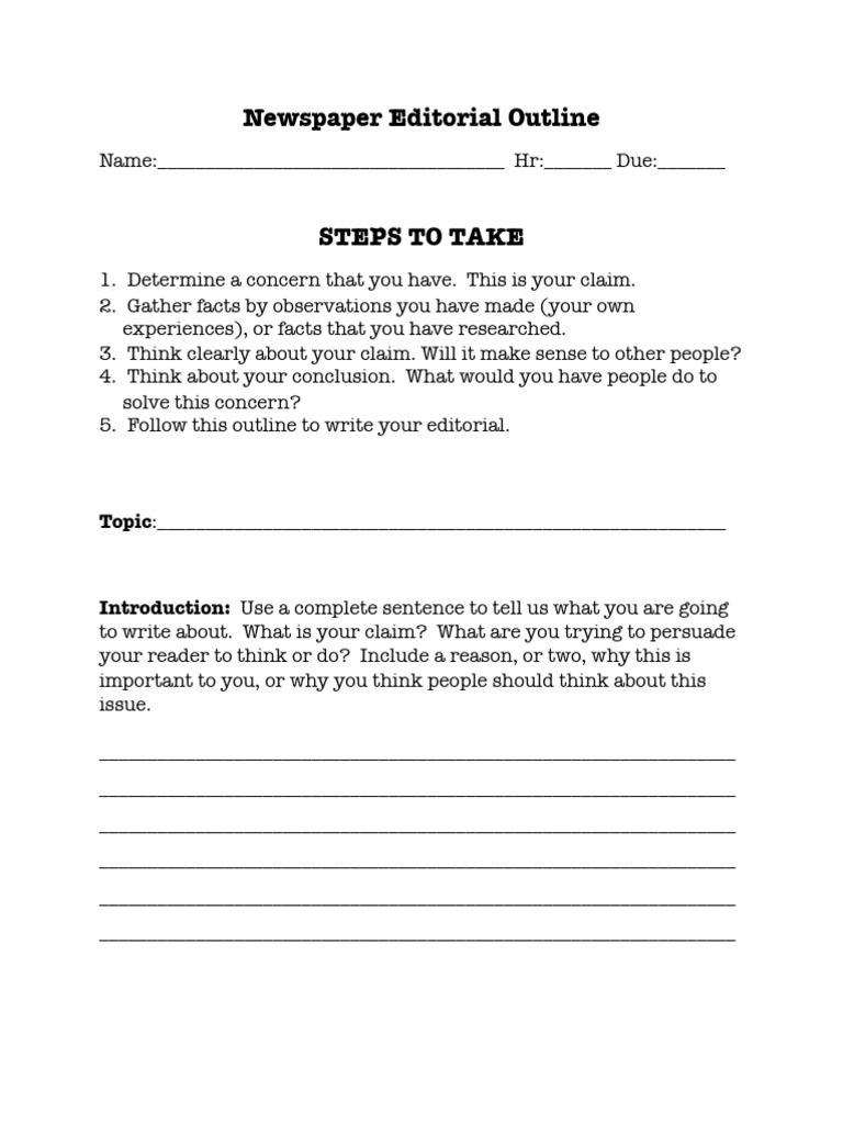 Newspaper Editorial Outline Example 2 | PDF | Reason | Cognition