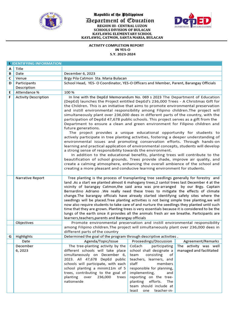 Acr-Yes-O Tree Planting Activity-2023 | PDF | Philippines | Natural ...