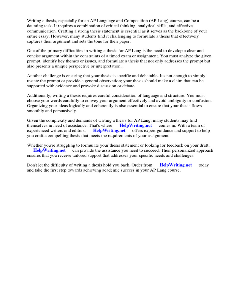 How To Write An AP Lang Thesis | PDF | Essays | Rhetoric