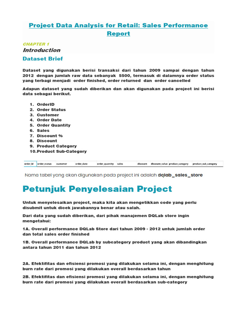 Project Data Analysis For Retail Sales Performance Report (Porto) | PDF ...