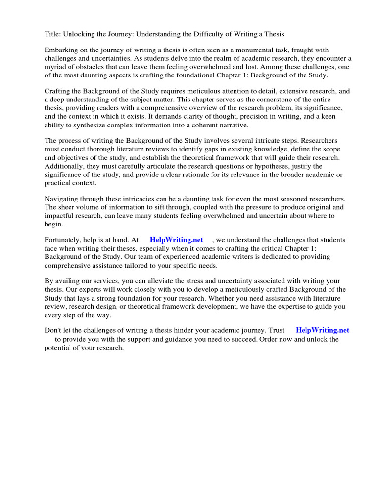 Sample Thesis Chapter 1 Background of the Study | PDF | Methodology | Thesis