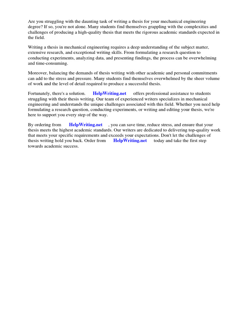 Mechanical Engineering Thesis Help | PDF | Thesis | Doctor Of Philosophy