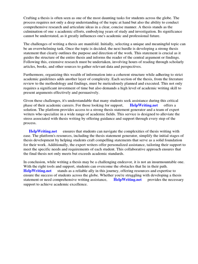 Strong Thesis Statement Generator | PDF