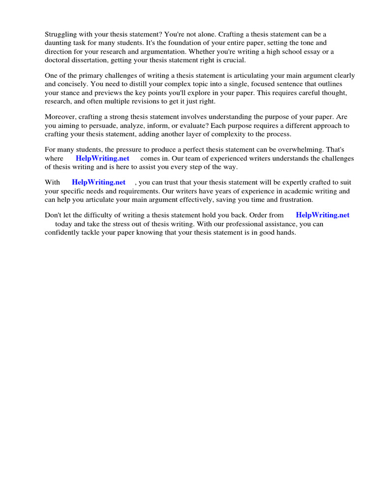 Select All The Purposes of The Thesis Statement | PDF | Essays | Thesis